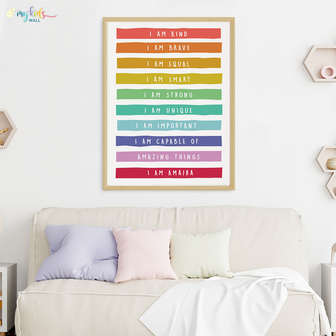 Daily Positive Affirmations Personalised Wall Art (Big Frame) – My Kids ...