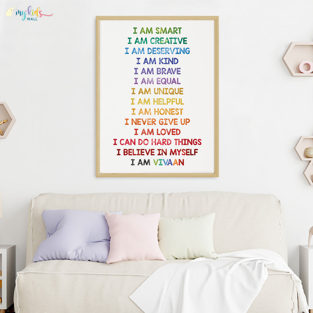 'Daily Positive Affirmations' Watercolor Personalized Wall Art (Big Fr ...