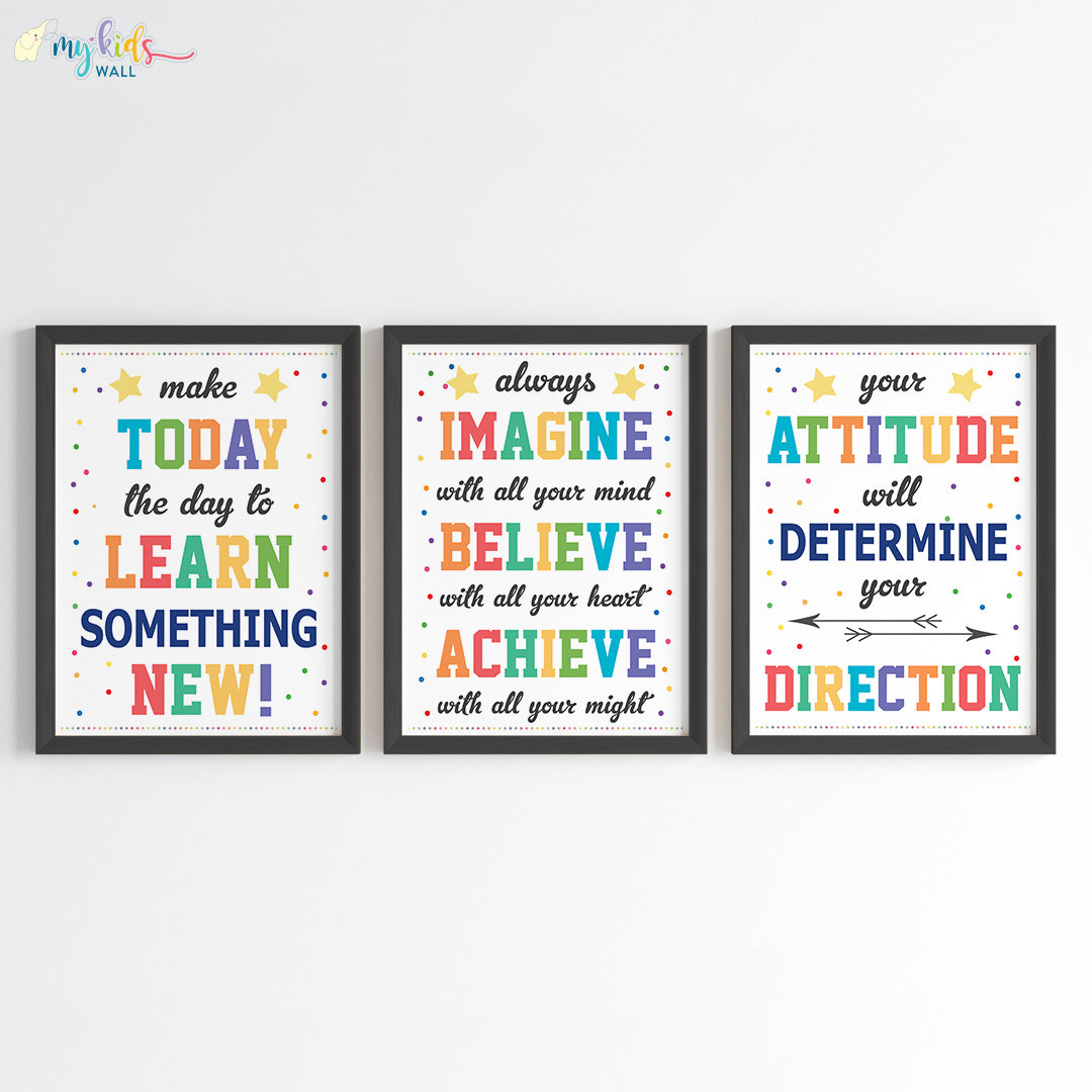 'Growth Mindset' Motivational Wall Art (Framed Set of 3) – My Kids Wall
