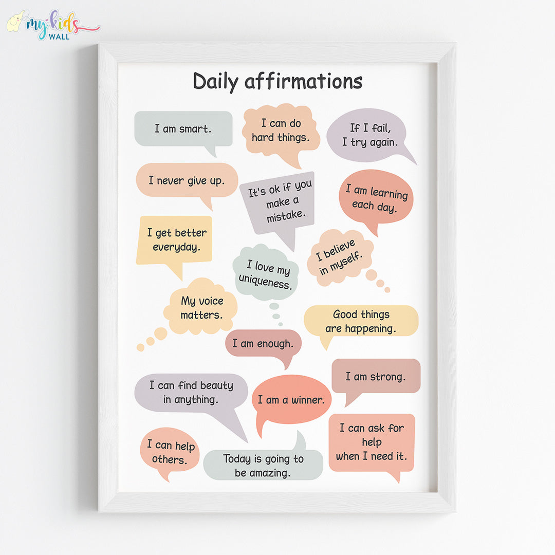 Daily Affirmations Motivational Wall Art (Framed) – My Kids Wall