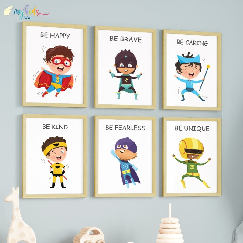 Motivational Superheroes Wall Art (Framed) – My Kids Wall