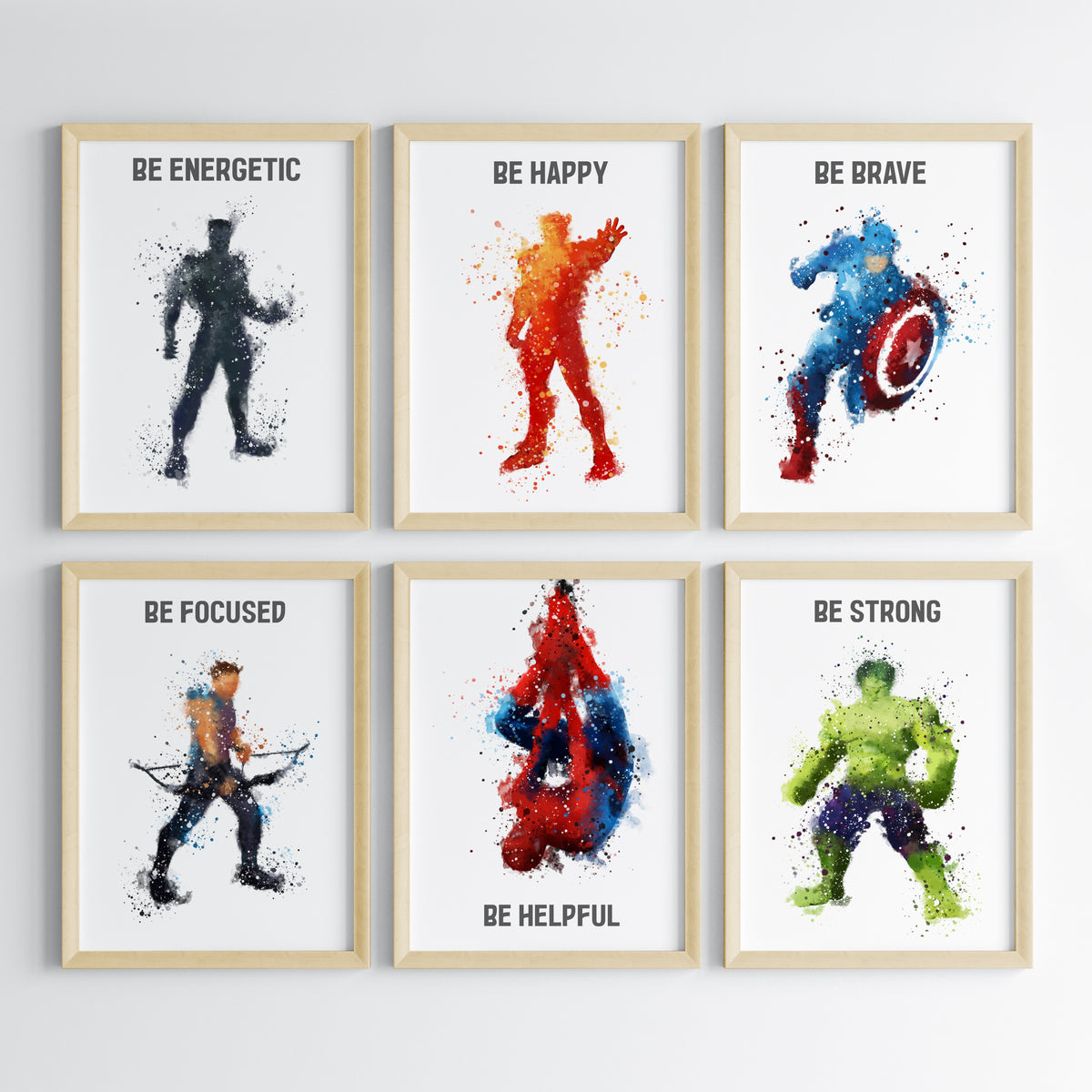 'Marvellous Superheroes' Watercolor Wall Art (Framed) – My Kids Wall