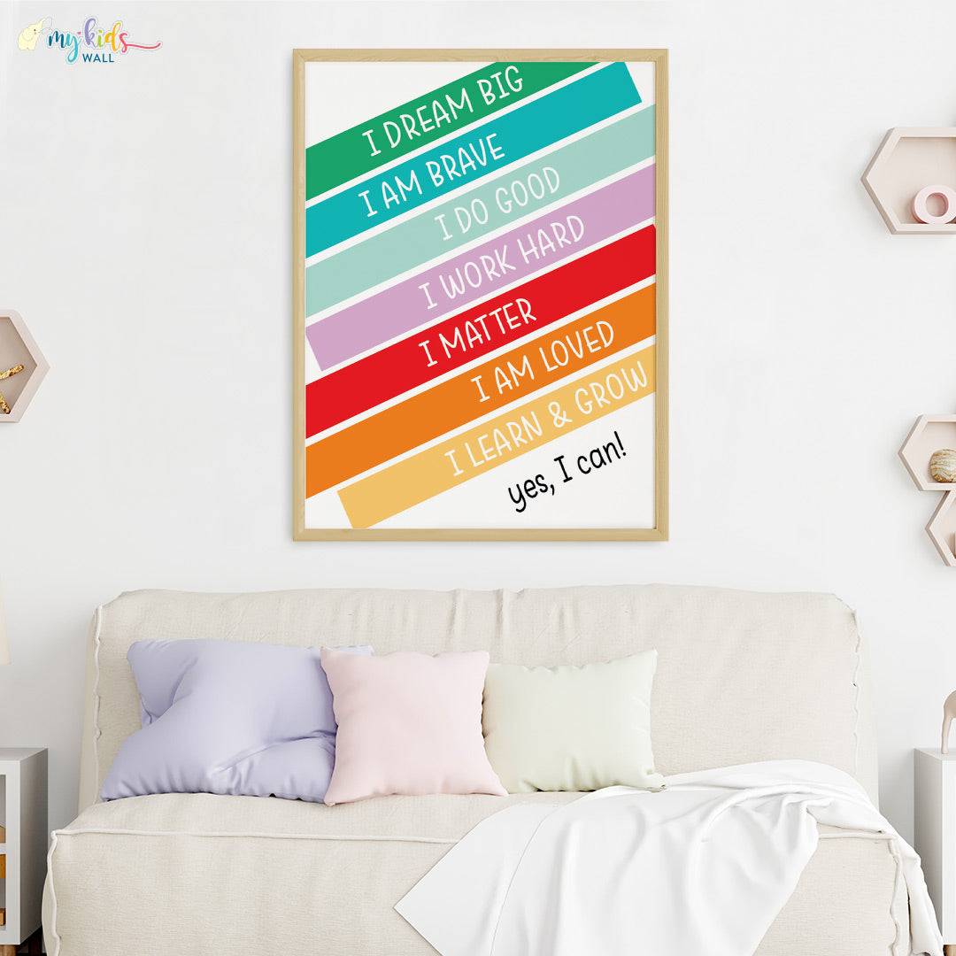 Daily Positive Affirmations Wall Art (Big Frame) – My Kids Wall