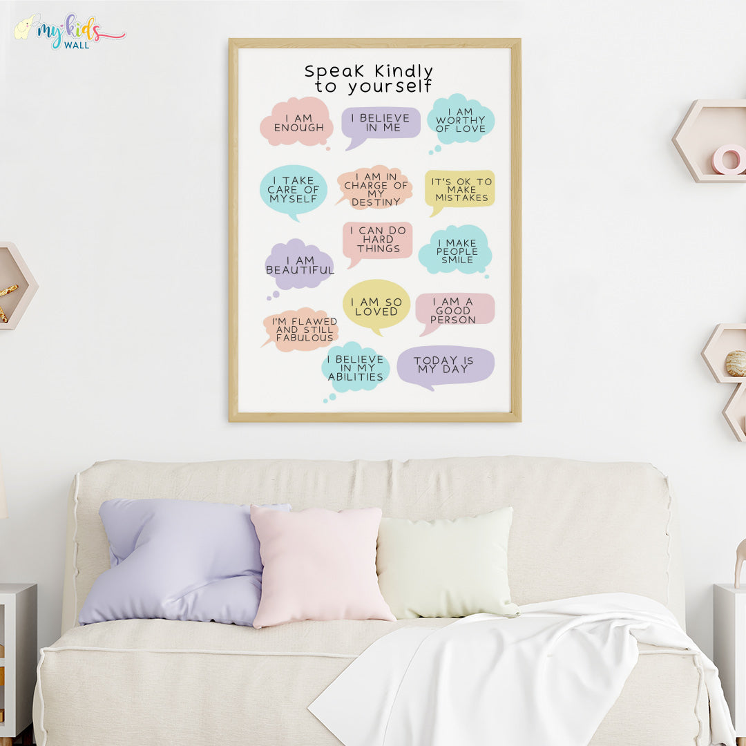 'Speak Kindly To Yourself' Wall Art (Big Frame) – My Kids Wall