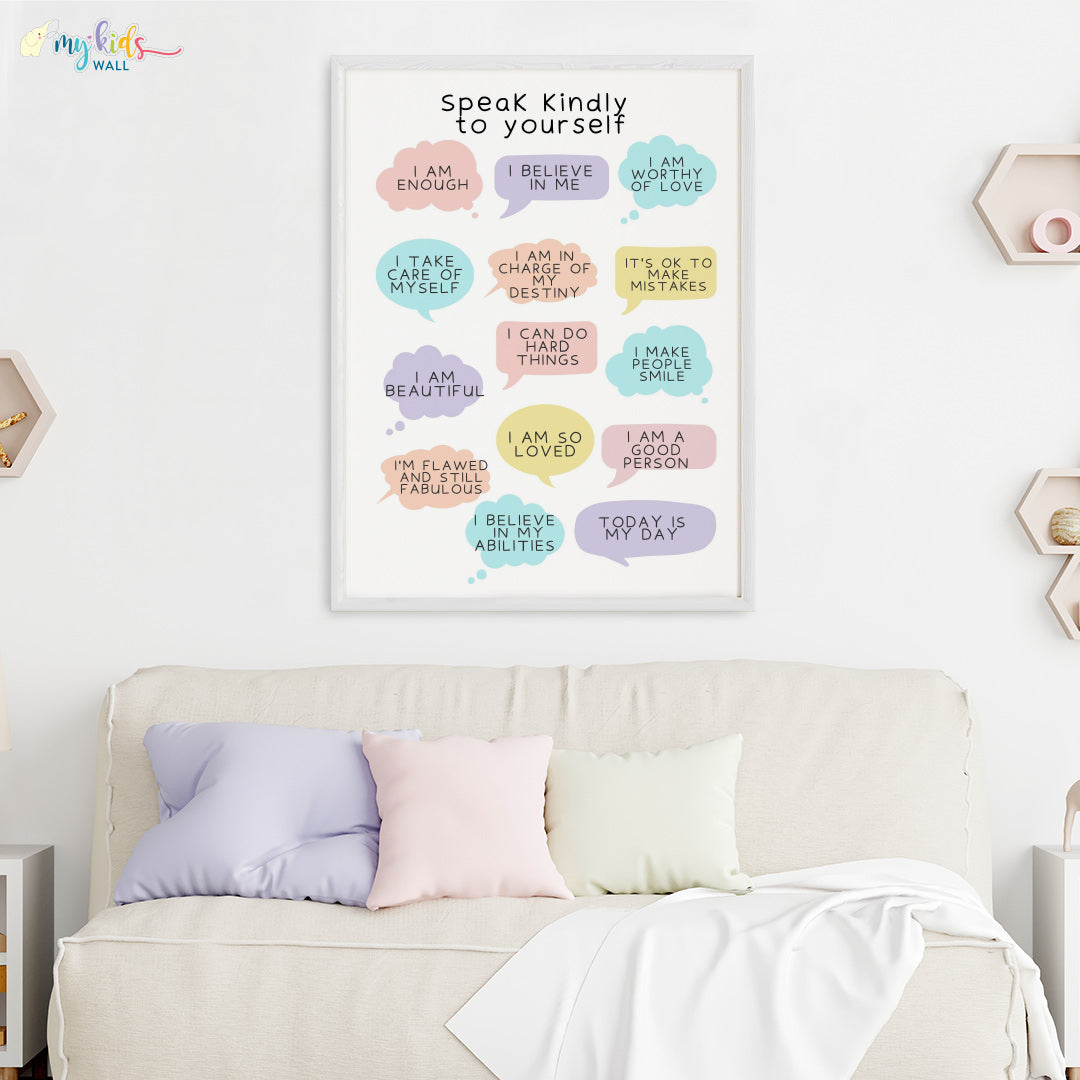'Speak Kindly To Yourself' Wall Art (Big Frame) – My Kids Wall
