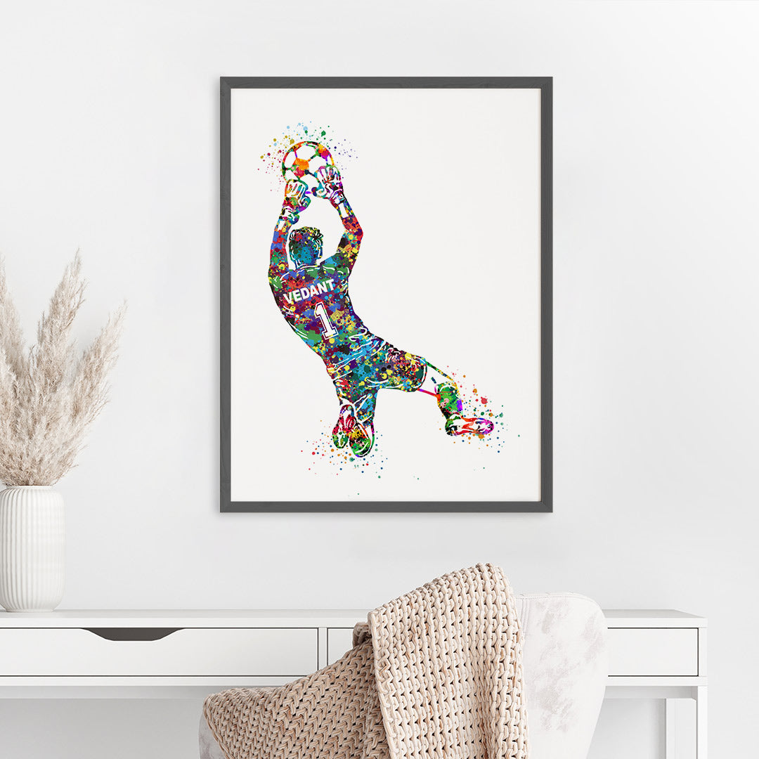 'Football Goalkeeper' Personalized Wall Art (Big Frame) – My Kids Wall