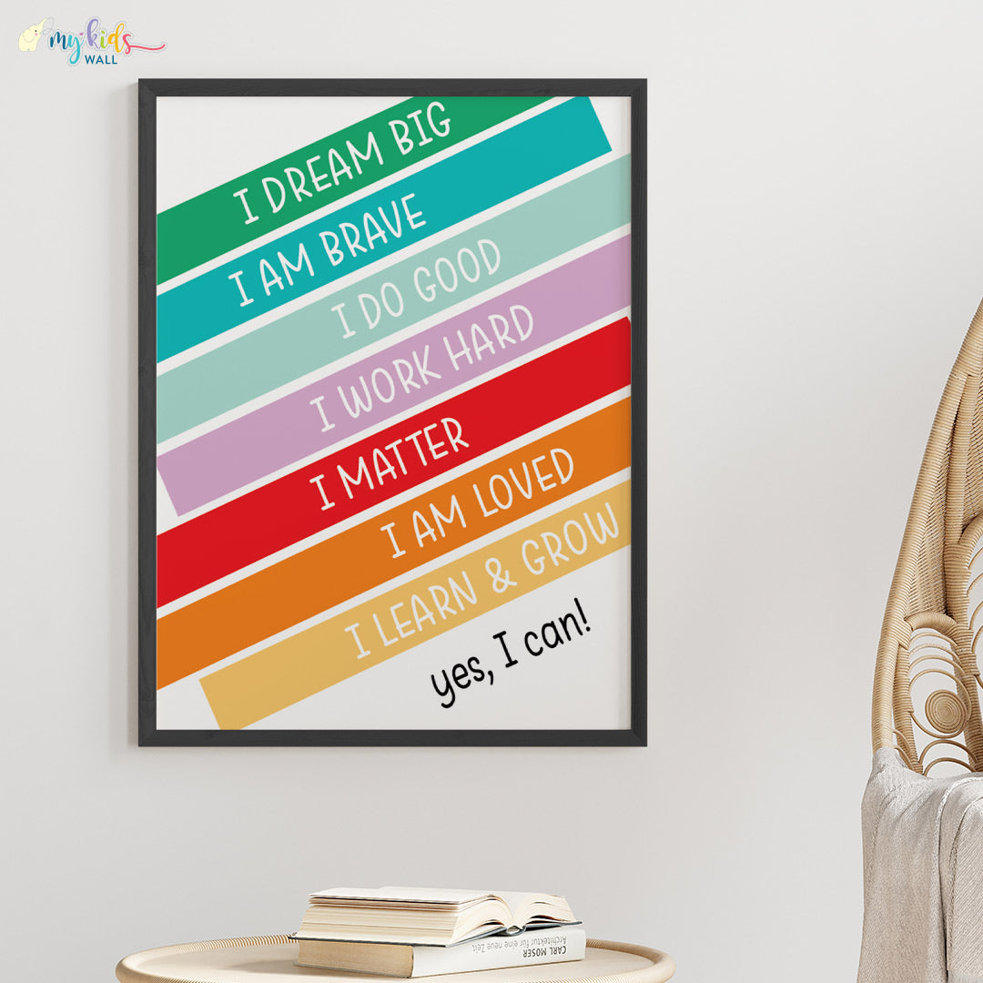 Daily Positive Affirmations Wall Art (Big Frame) – My Kids Wall