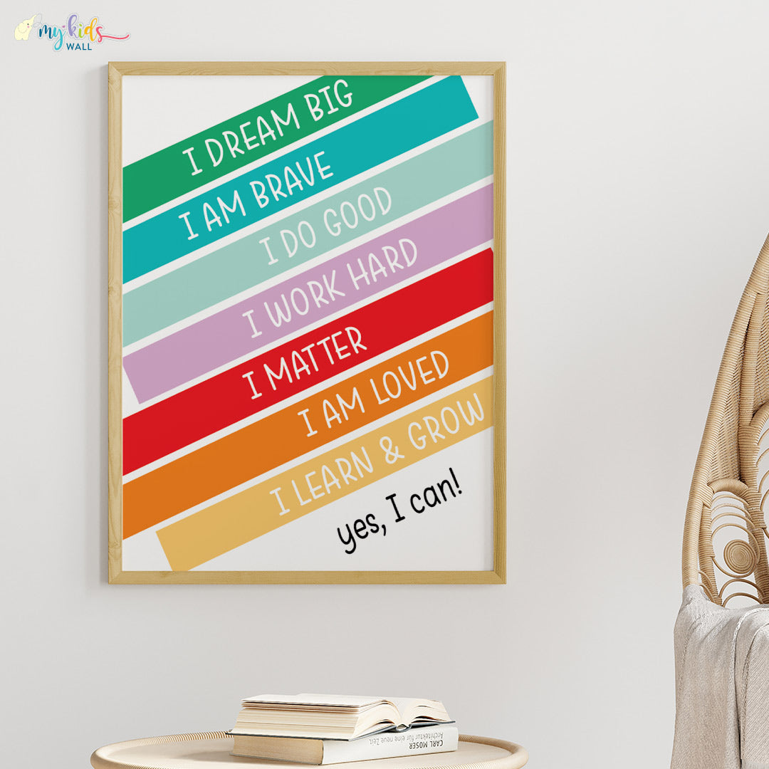 Daily Positive Affirmations Wall Art (Big Frame) – My Kids Wall