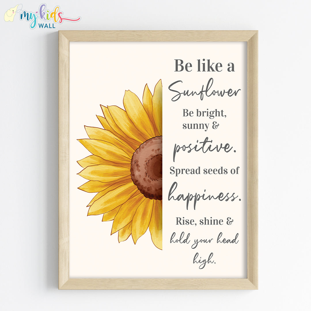 'Be Like a Sunflower' Positive Affirmation Motivational Wall Art ...