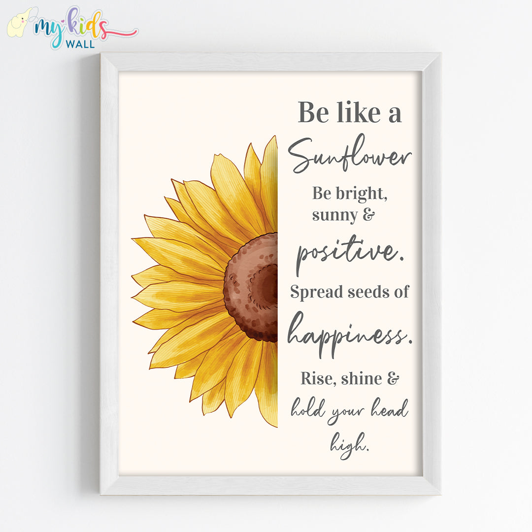 'Be Like a Sunflower' Positive Affirmation Motivational Wall Art ...