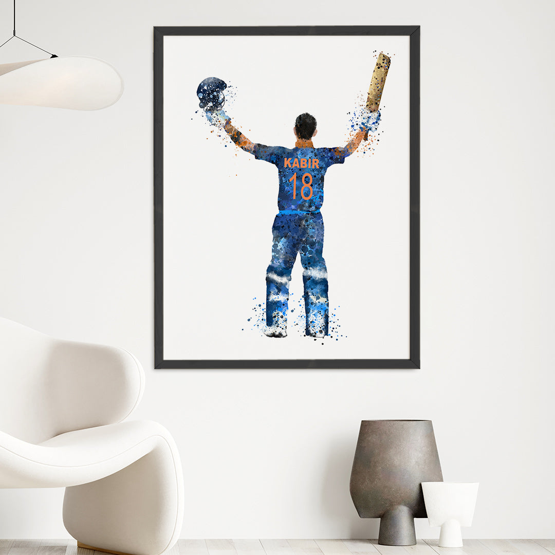 'Cricket Player' Personalised Wall Art (Big Frame) – My Kids Wall