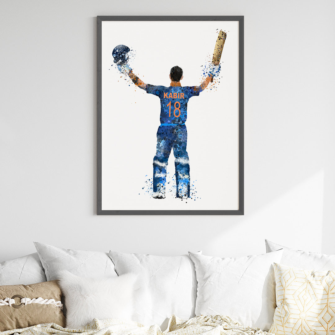 'Cricket Player' Personalised Wall Art (Big Frame) – My Kids Wall