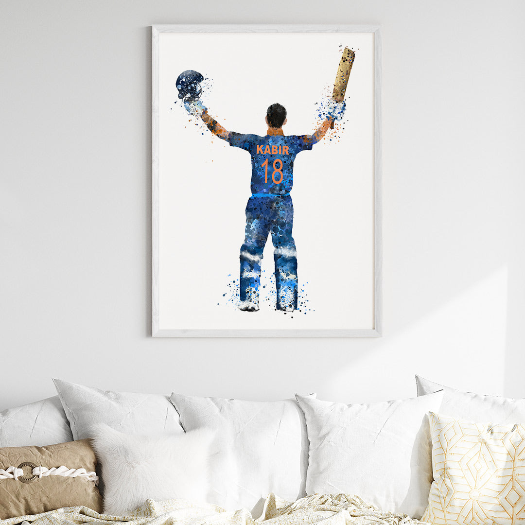 'Cricket Player' Personalised Wall Art (Big Frame) – My Kids Wall