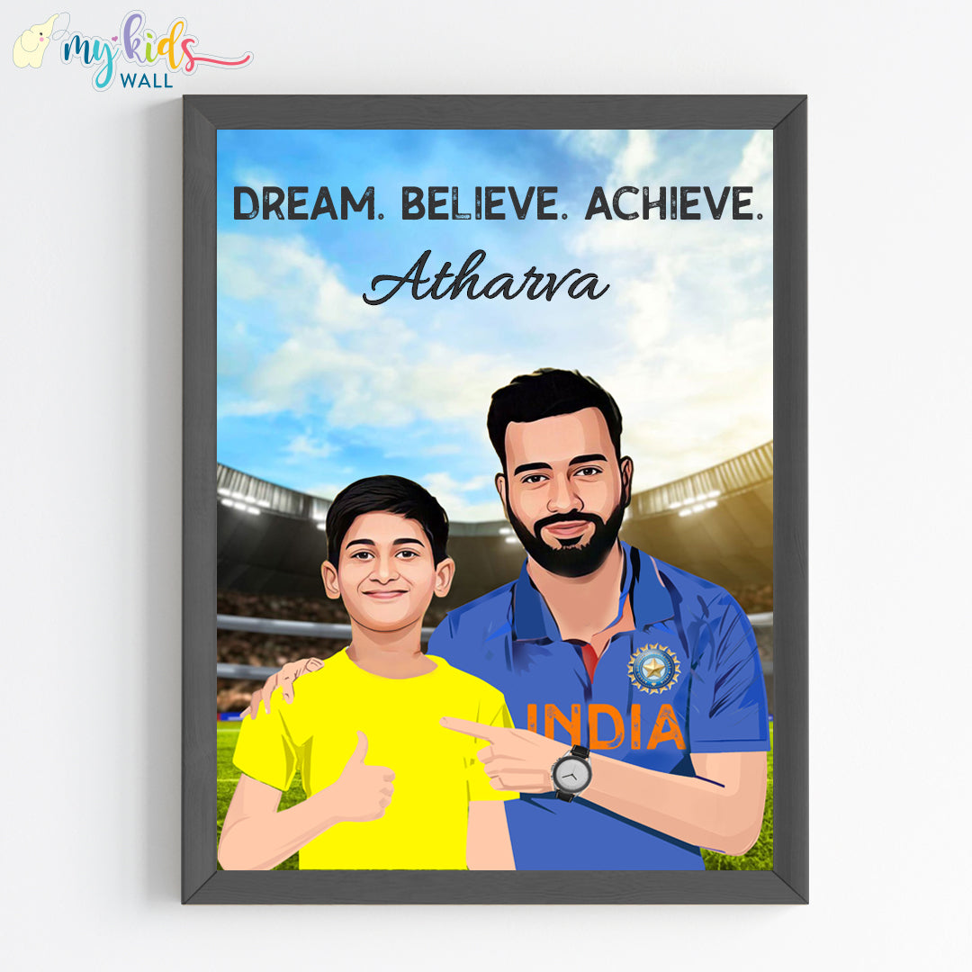 'Cricket Champ with Rohit Sharma' Personalized Portrait (Framed) – My ...