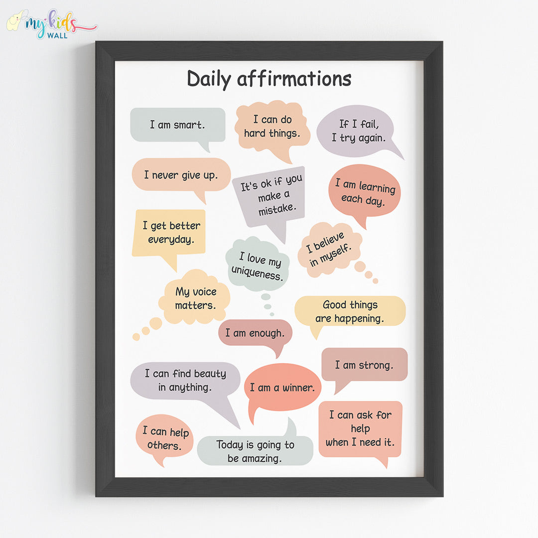 Daily Affirmations Motivational Wall Art (Framed) – My Kids Wall
