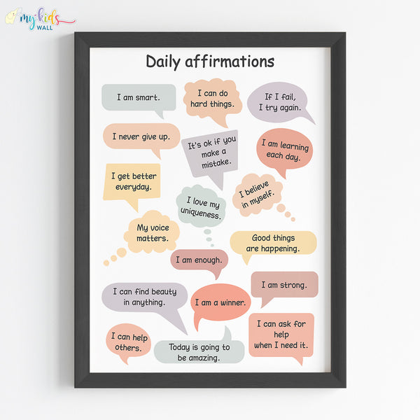 Daily Affirmations Motivational Wall Art (Framed) – My Kids Wall