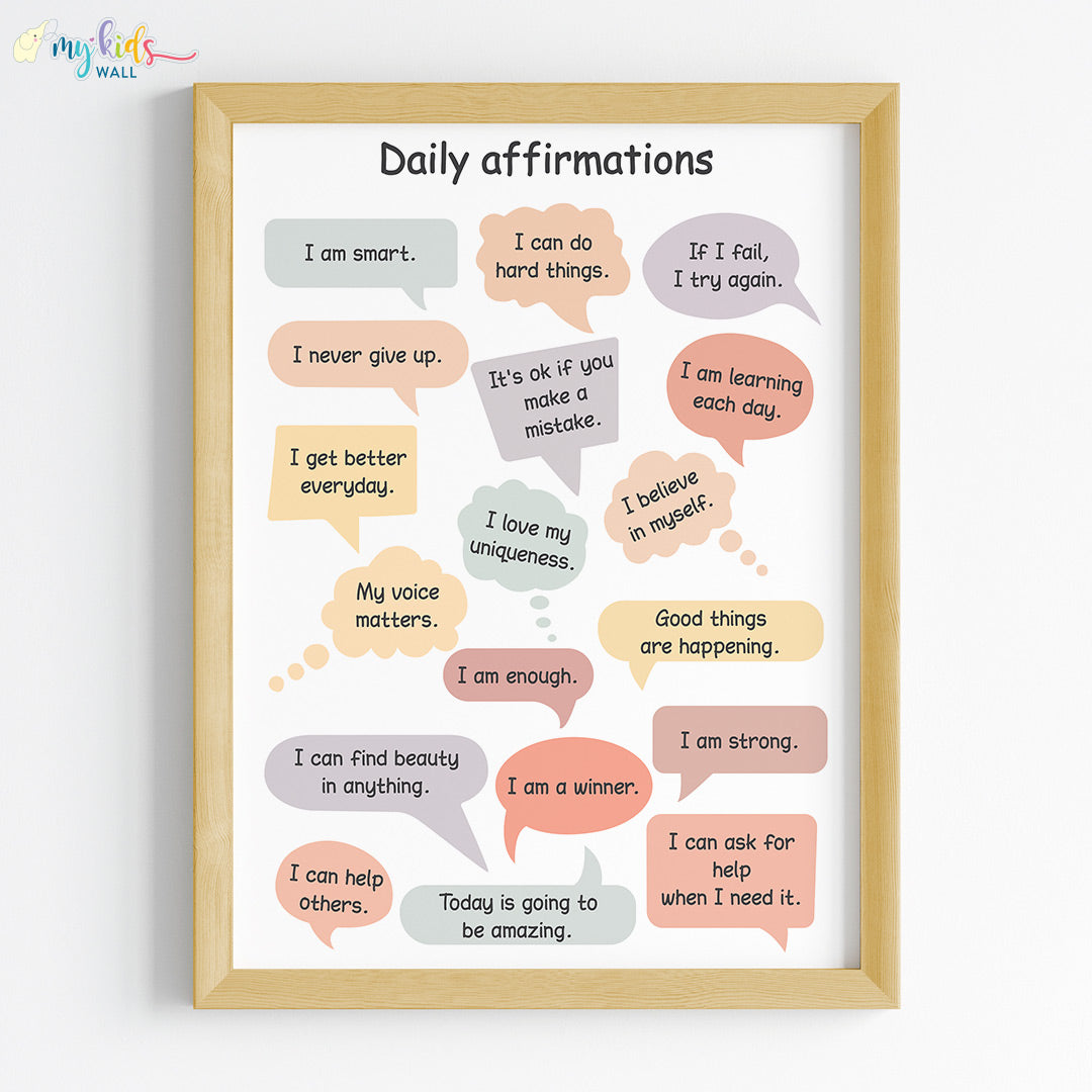 Daily Affirmations Motivational Wall Art (Framed) – My Kids Wall