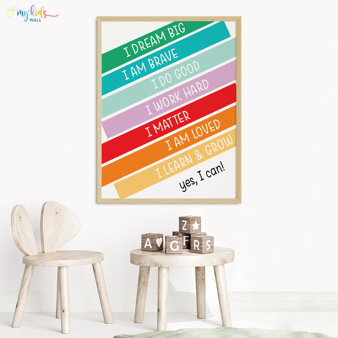 Daily Positive Affirmations Wall Art (Big Frame) – My Kids Wall