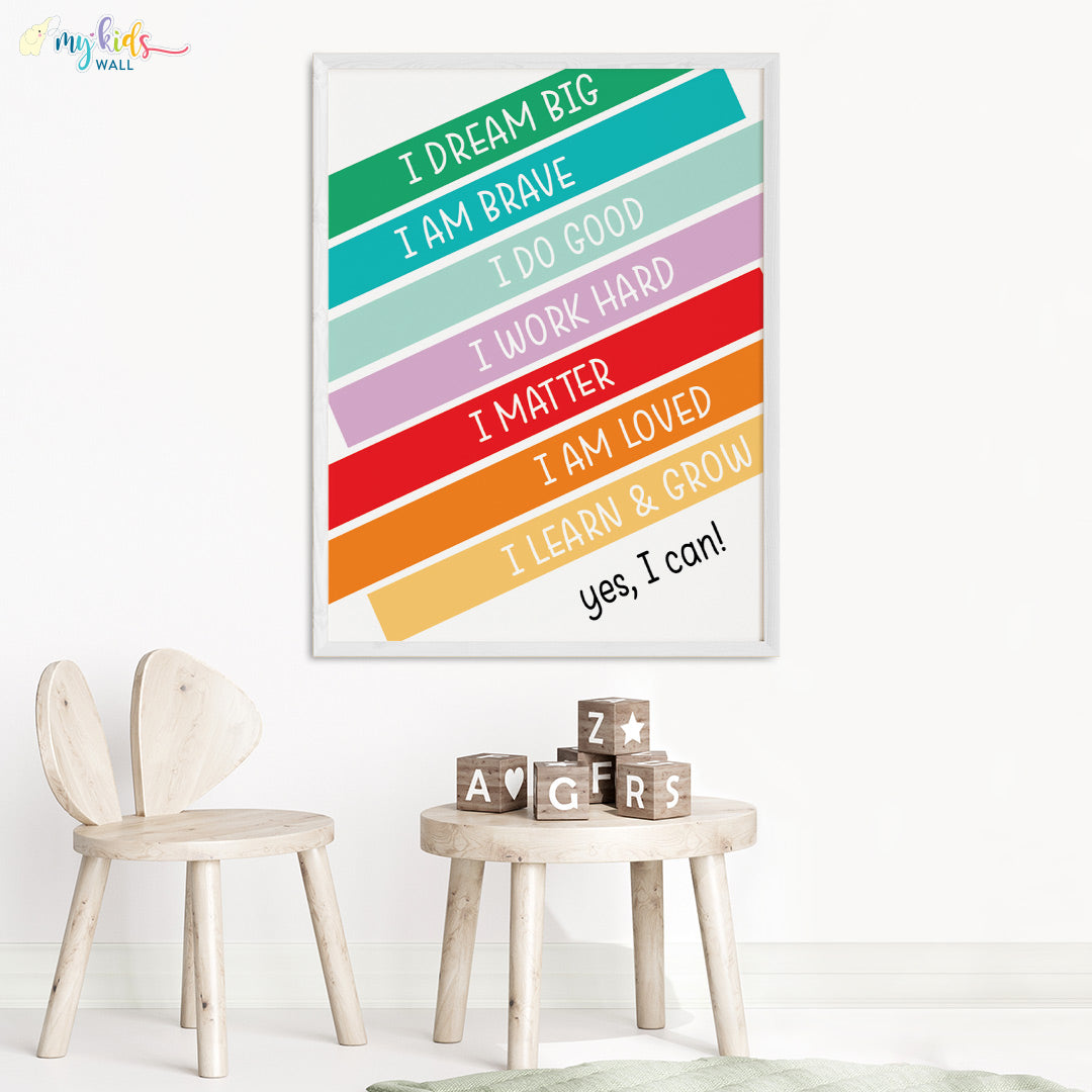 Daily Positive Affirmations Wall Art (Big Frame) – My Kids Wall
