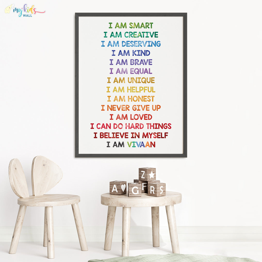 'Daily Positive Affirmations' Watercolor Personalized Wall Art (Big Fr ...