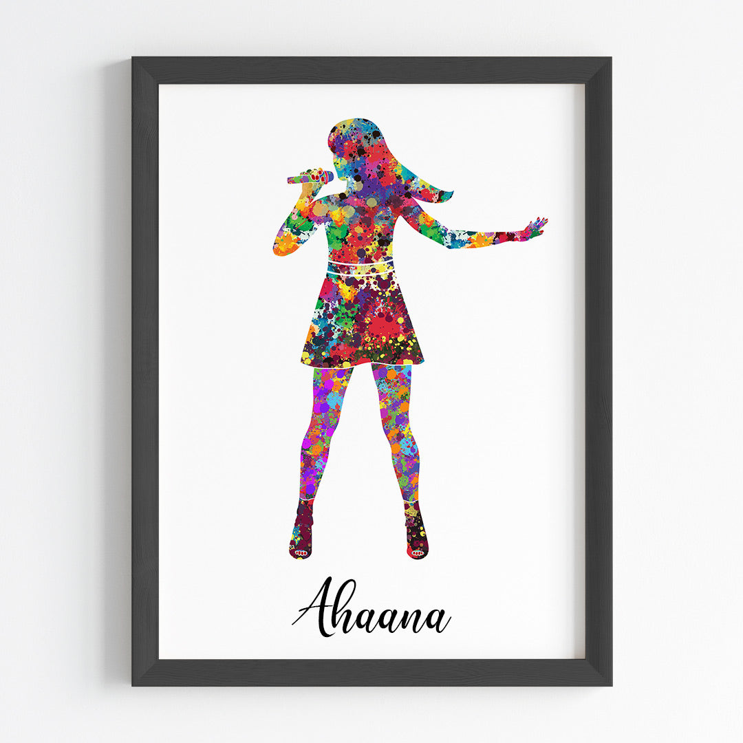Singing Artiste Girl Personalized Wall Art (Framed) – My Kids Wall