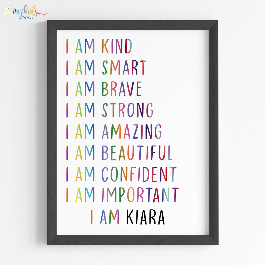 'Multicolored Daily Positive Affirmations' Personalised Wall Art (Fram ...