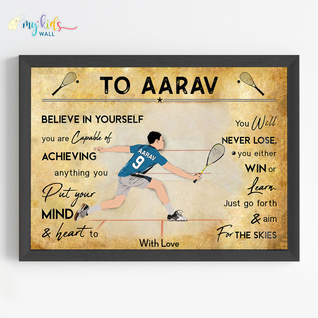 'Squash Player' Personalized Motivational Wall Art (Framed) New – My ...