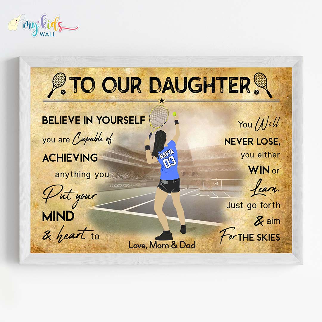 'Lawn Tennis Player' Girl Personalized Motivational Wall Art (Framed ...