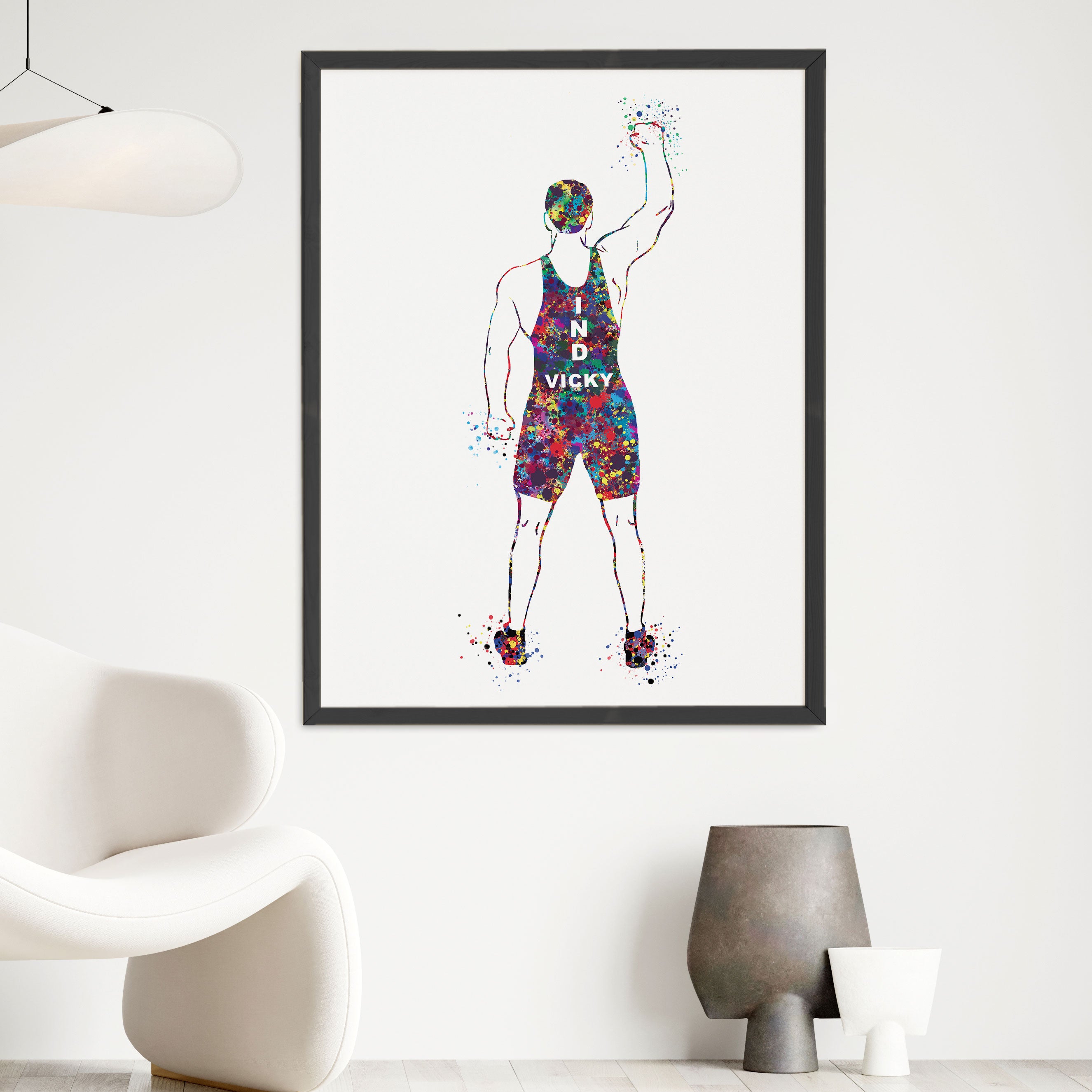 'Wrestler Champion' Personalised Wall Art (Big Frame) – My Kids Wall