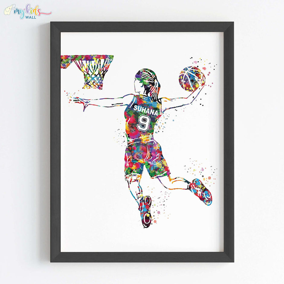 Basketball wall art | Motivational basketball art with frame – My Kids Wall