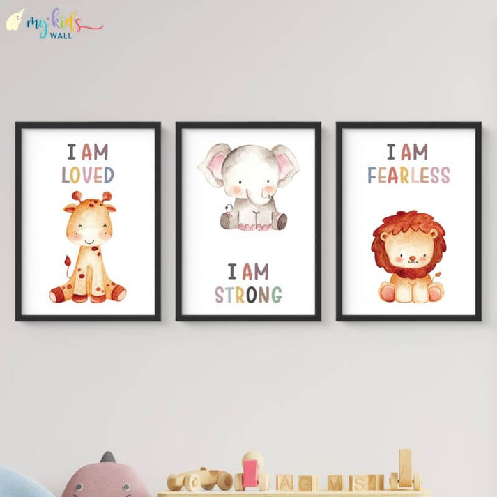Cute Animals with Positive Affirmations Wall Art (Framed) – My Kids Wall