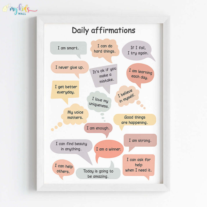 Daily Affirmations Motivational Wall Art (Framed) – My Kids Wall