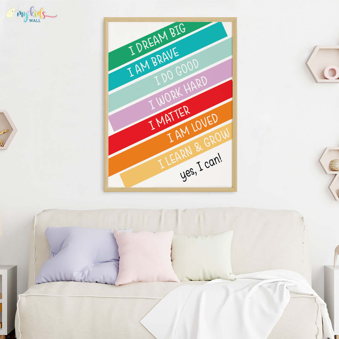 Daily Positive Affirmations Wall Art (Big Frame) – My Kids Wall