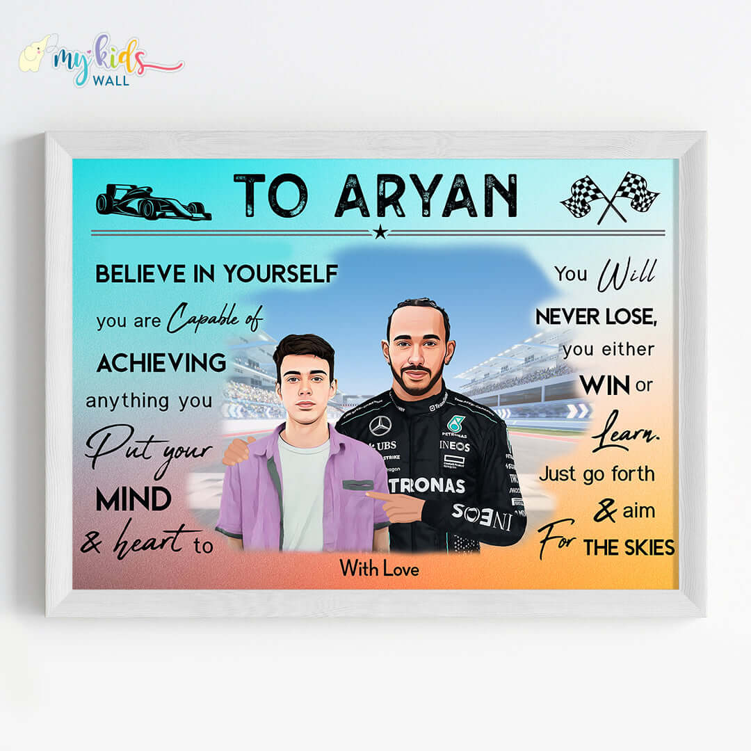 Formula 1 Racer with Lewis Hamilton Personalized Motivational Portrait ...