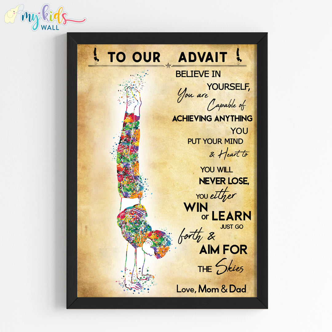 'Gymnastics Handstand' Boy Personalized Motivational Wall Art (Framed ...
