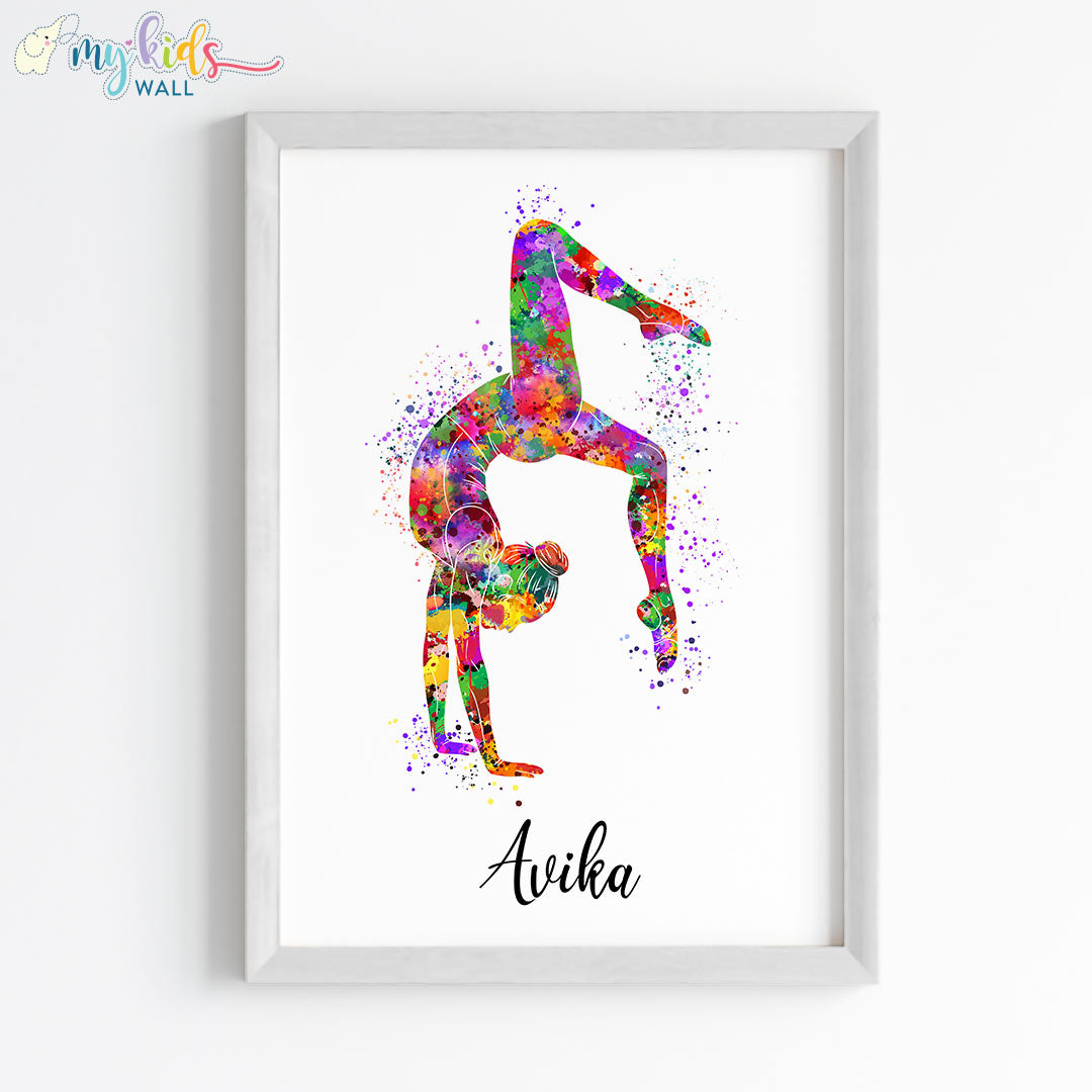 Gymnastics Girl Tumbling Personalised Wall Art (Framed) – My Kids Wall