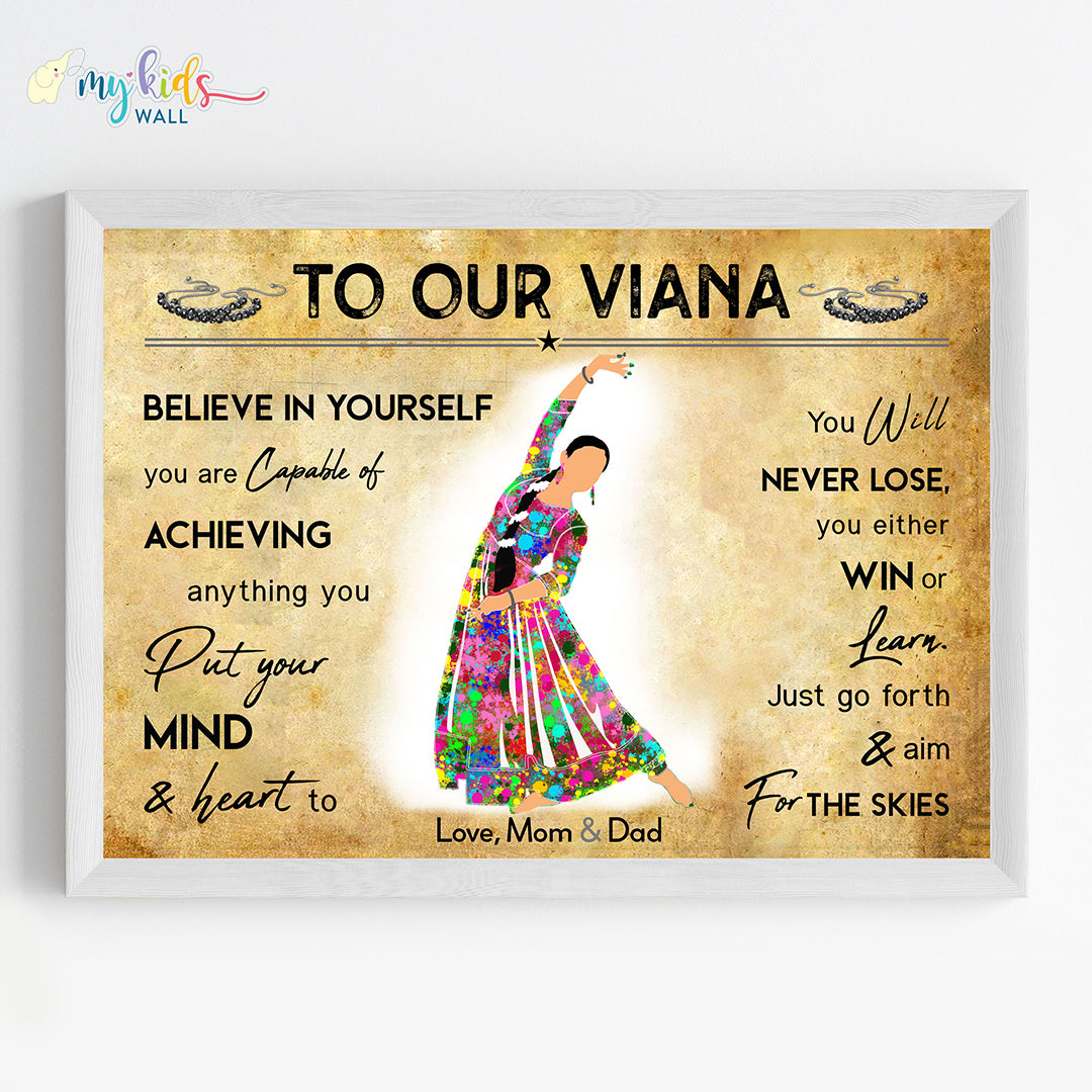 'Kathak' Girl Personalized Motivational Wall Art (Framed) – My Kids Wall