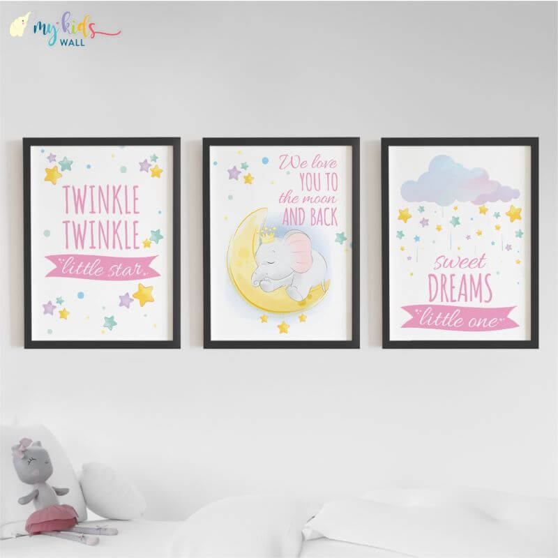 Twinkle Twinkle Little Star Wall Art (Framed Set of 3) – My Kids Wall