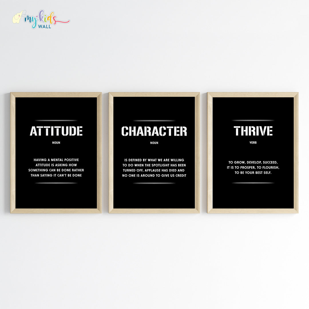 Resilience Trilogy Attitude, Character, Thrive Motivational Wall Art ...