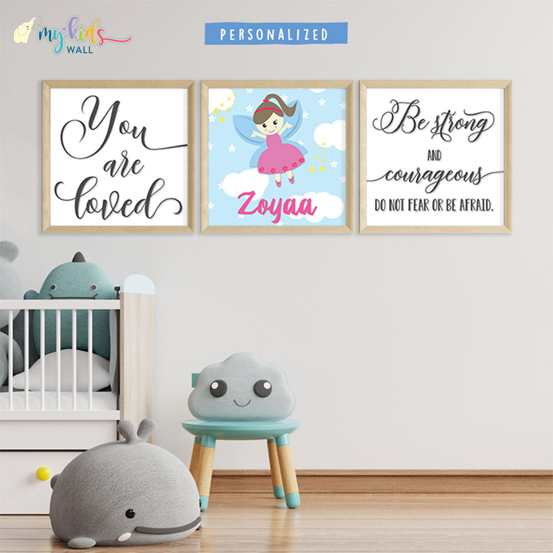You Are Loved, Strong and Courageous Girl Wall Art (Framed Set of 3 ...
