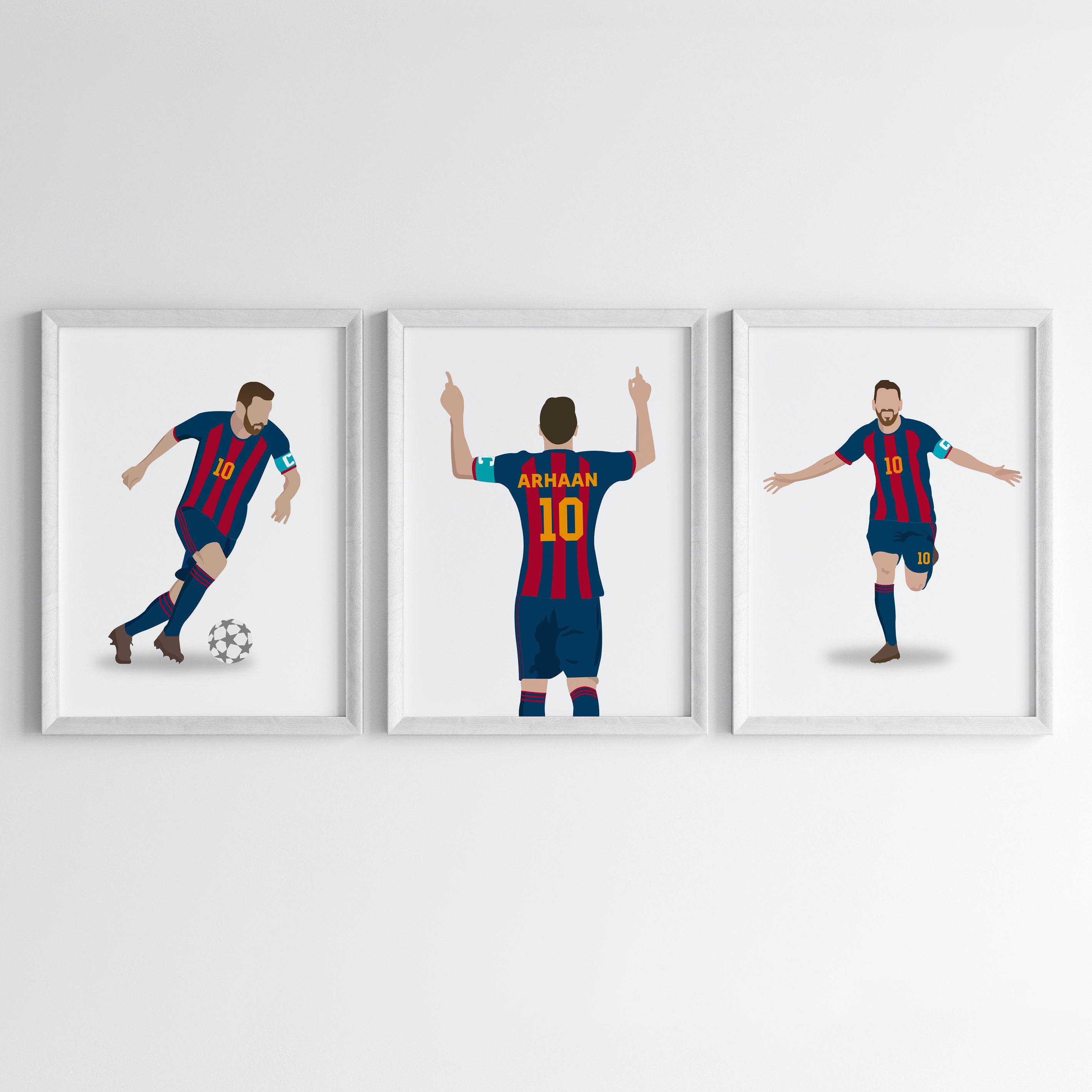 'Lionel Messi' Personalized Wall Art (Framed Set of 3) – My Kids Wall