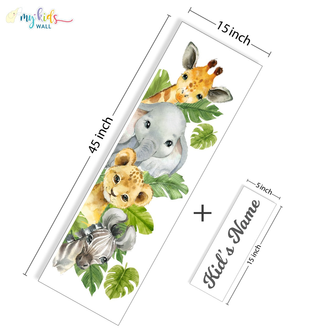 'Cute Baby Safari Animals' Personalised Wall Stickers – My Kids Wall