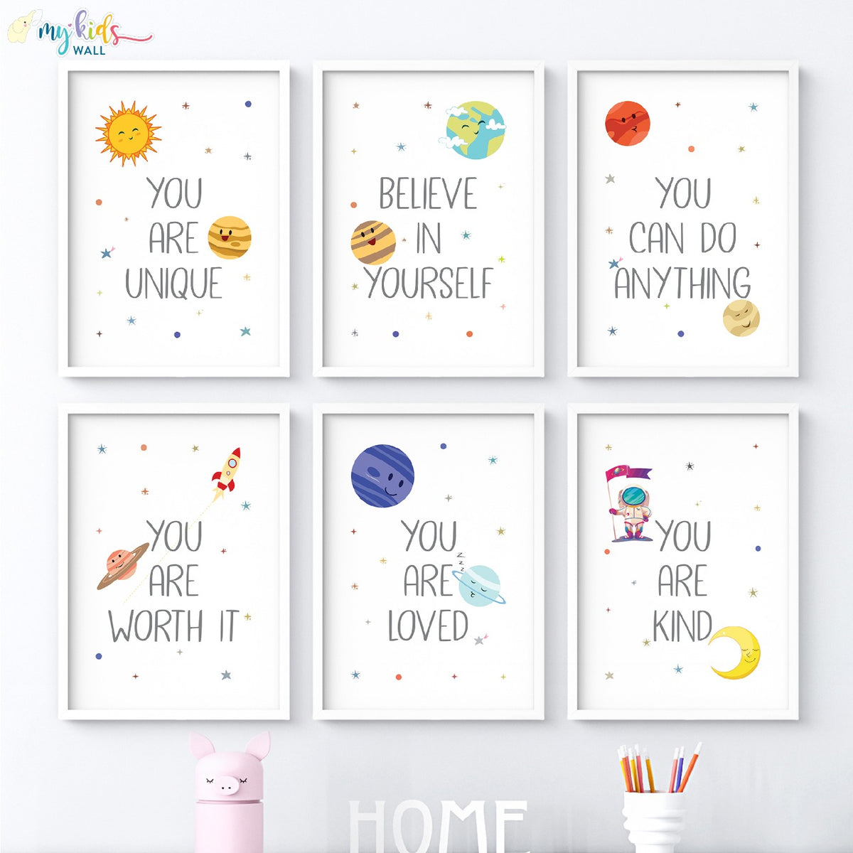 'Growth Mindset Affirmations' Wall Art (Framed Set of 6) – My Kids Wall