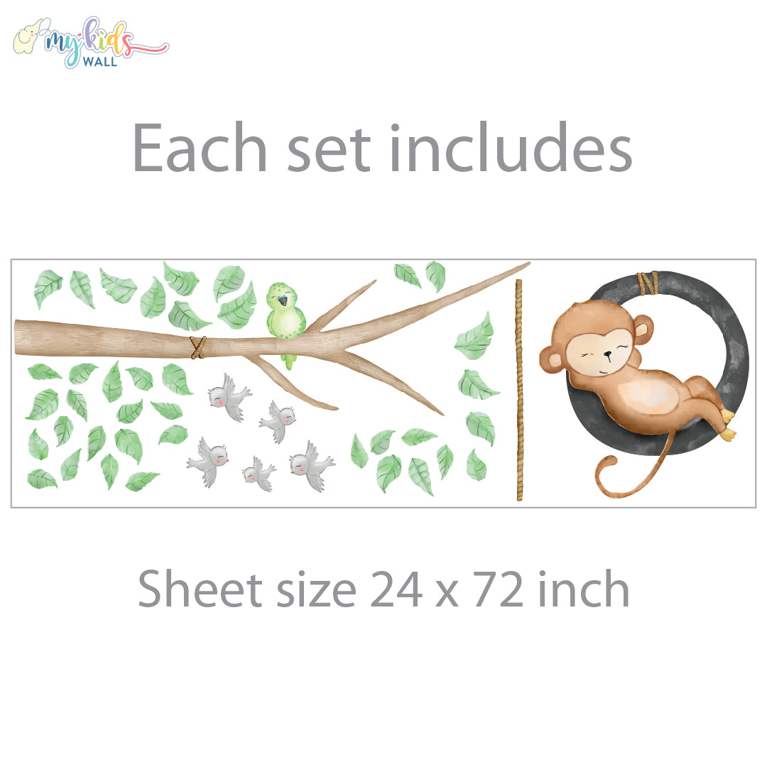 'Lazy Monkey' Watercolor Wall Sticker – My Kids Wall