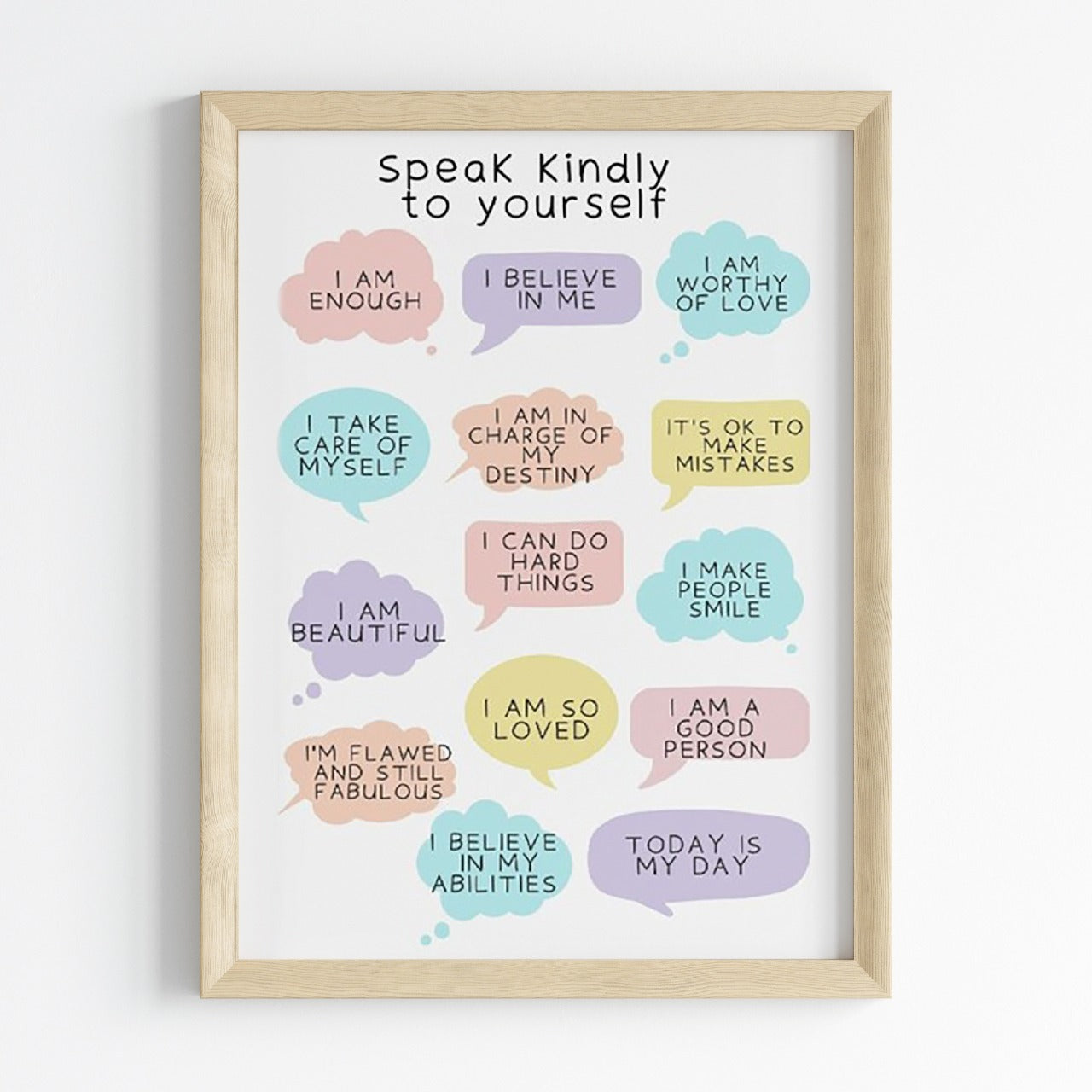 Speak Kindly To Yourself Wall Art (Framed) – My Kids Wall