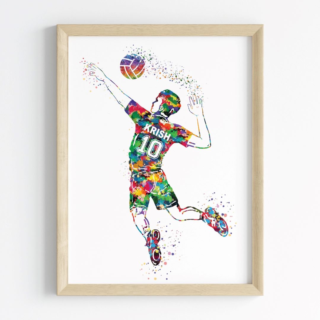 'Volleyball Player' Personalised Wall Art (Framed) – My Kids Wall