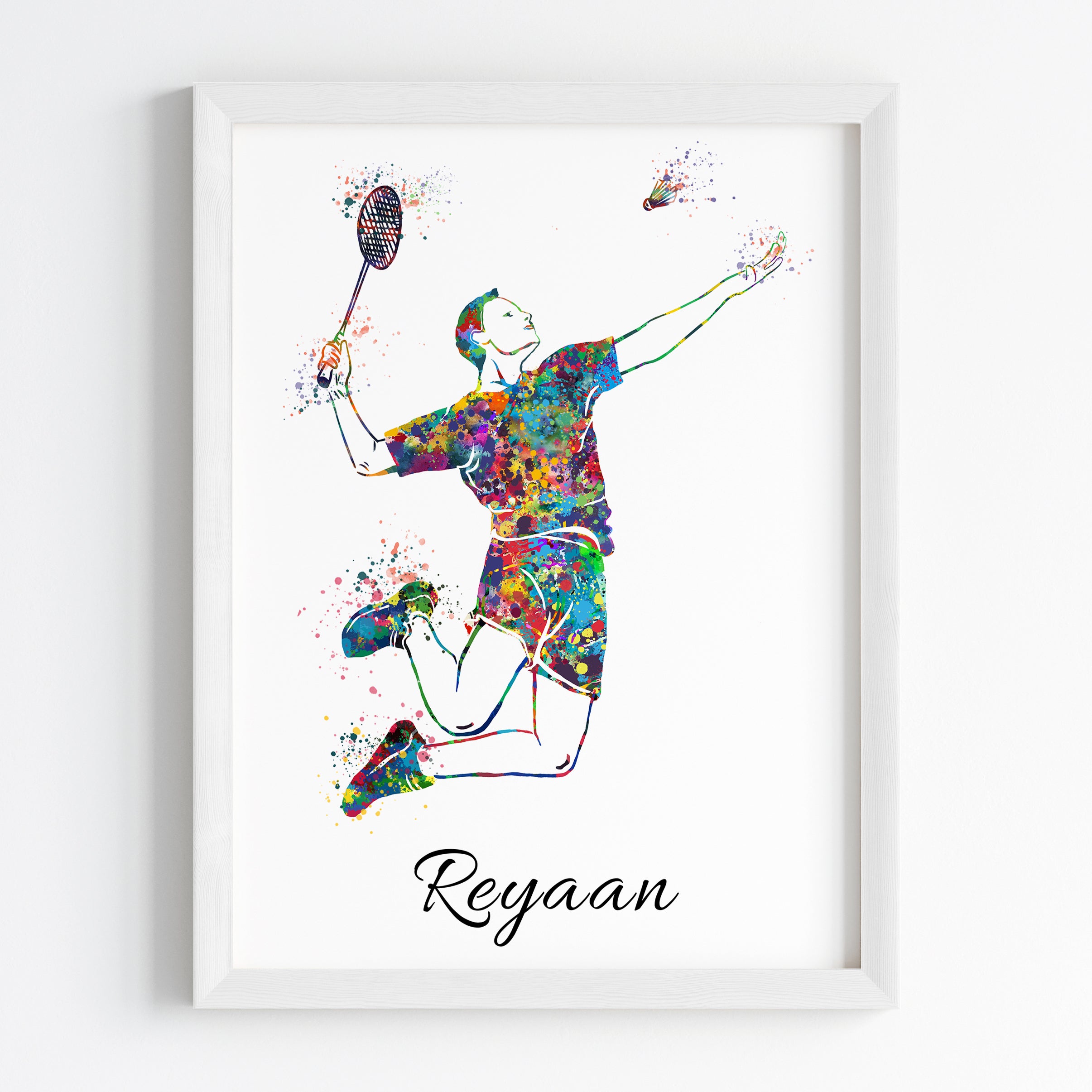 Badminton Player Personalised Wall Art (Framed) – My Kids Wall