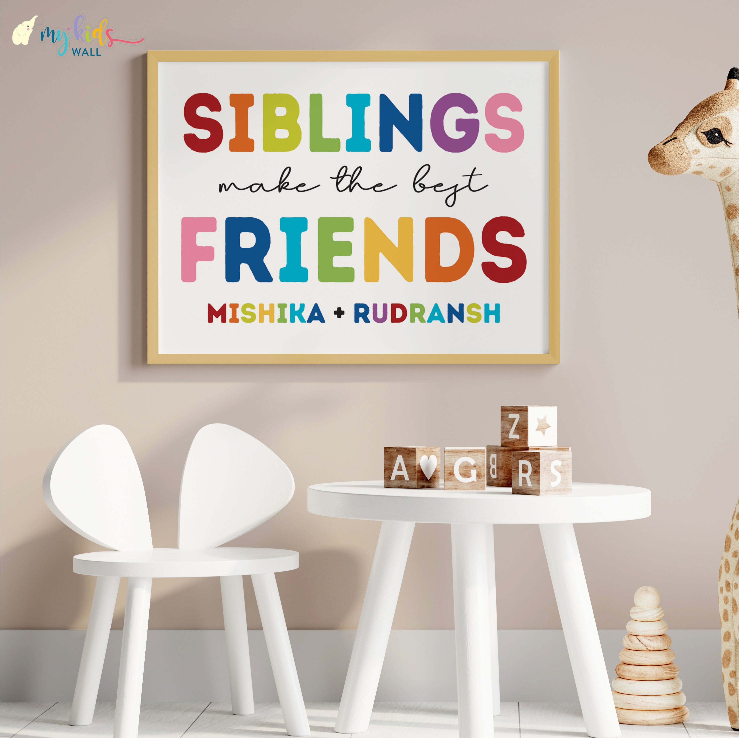 'Siblings Make the Best Friends' Wall Art (Framed) – My Kids Wall